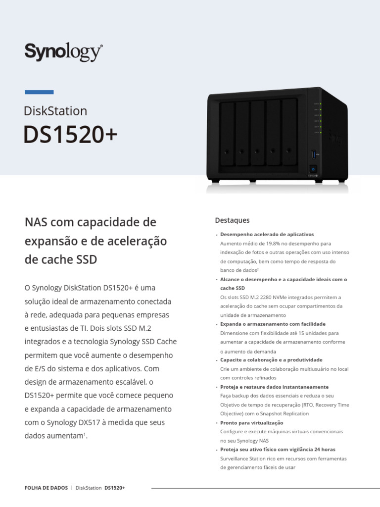 Synology DS1520 Plus Data Sheet PTB | PDF
