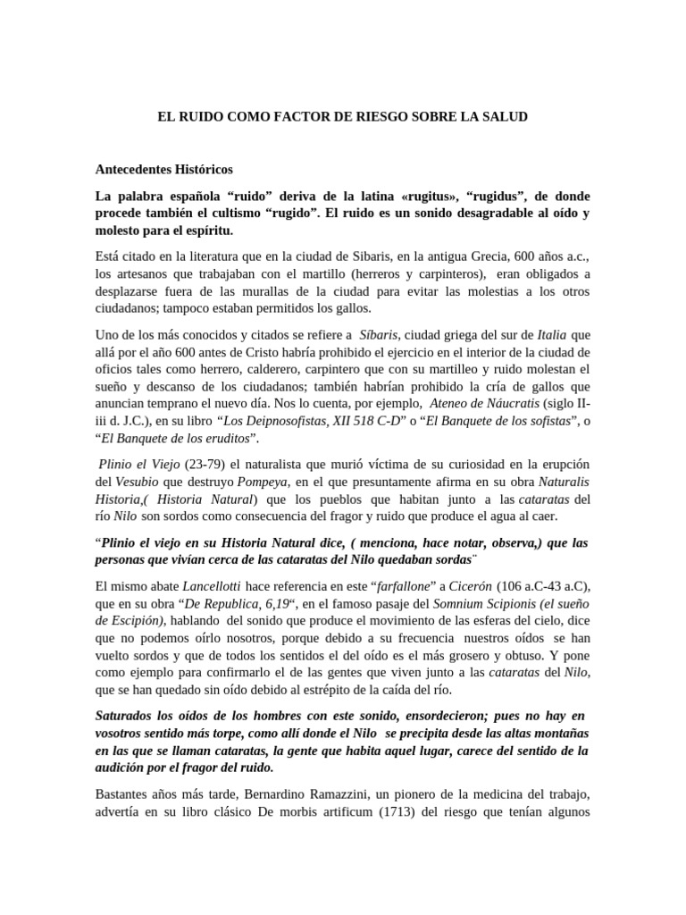 El Ruido Como Factor de Riesgo Sobre La Salud | PDF
