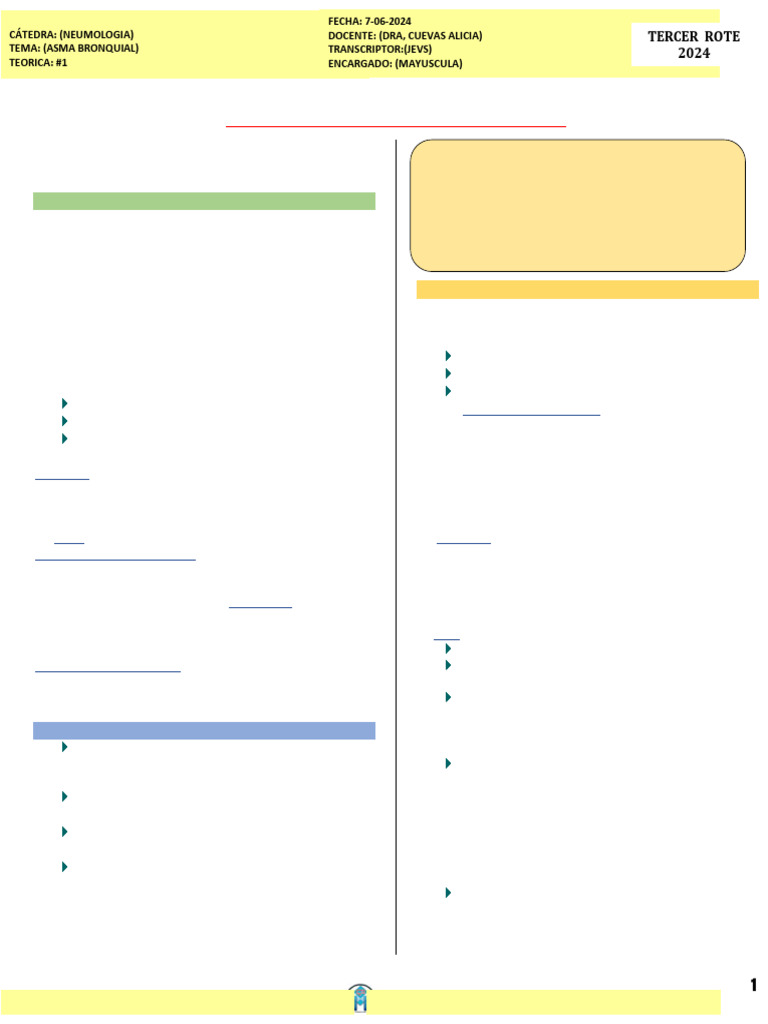 Teo. 1 Asma Bronquial (3er Rote) | PDF