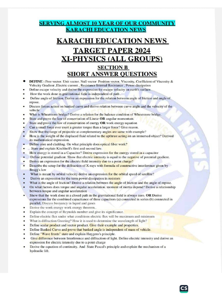 First Year Target Paper 2024 by Sir Muneeb | PDF