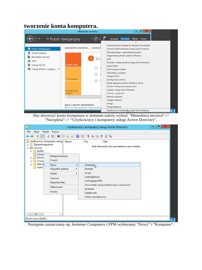 Tworzenie Konta Komputera | PDF