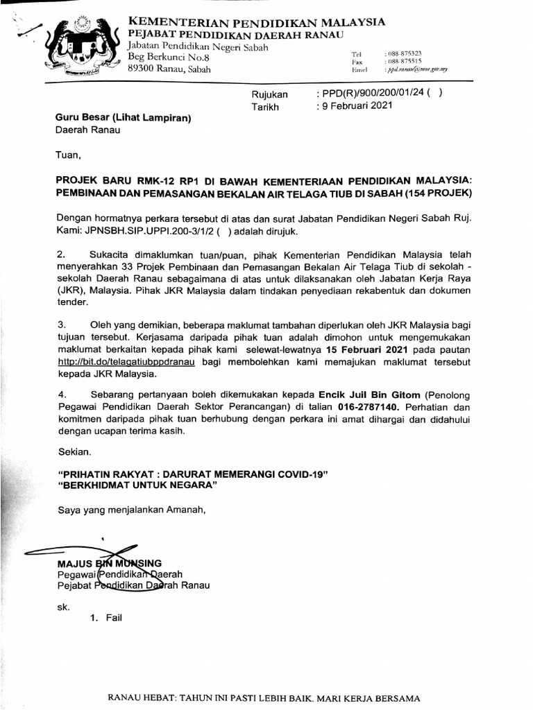 Projek Telaga Tiub PPD Ranau | PDF