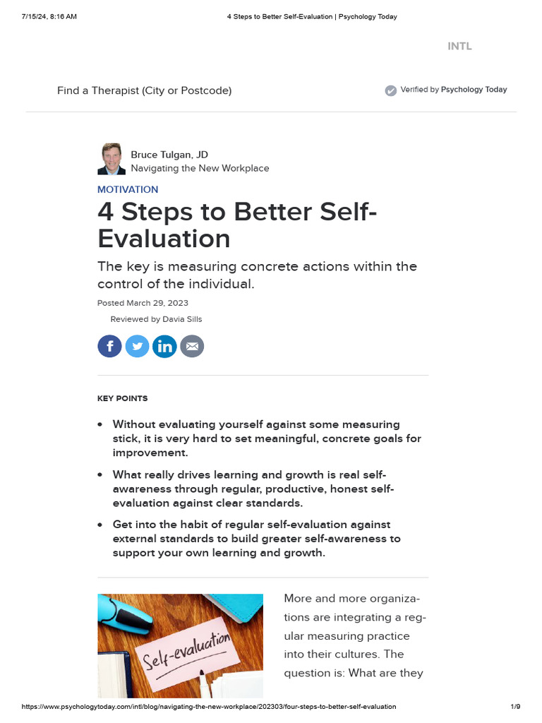 4 Steps To Better Self-Evaluation - Psychology Today | PDF