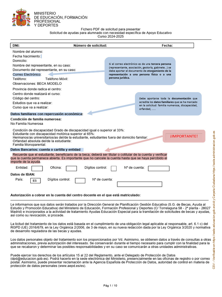 Anexo-1-1-IMPORTANTE-EXPLICACION DEL MODELO DE SOLICITUD DE BECA | PDF