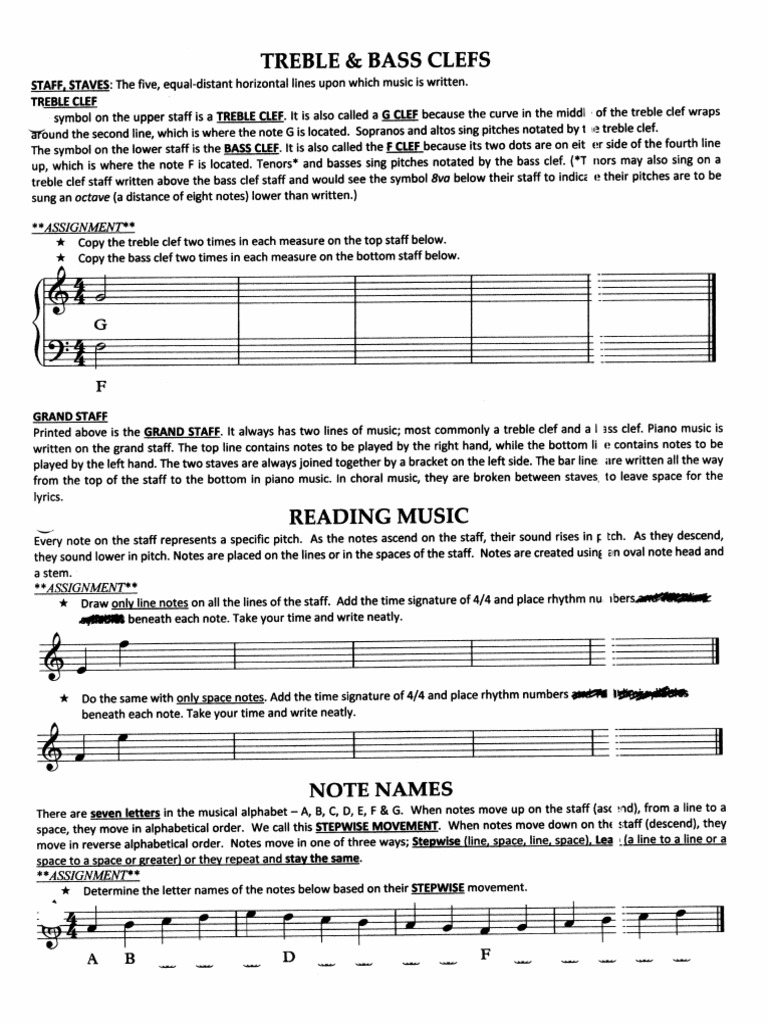 Treble & Bass Clefs | PDF