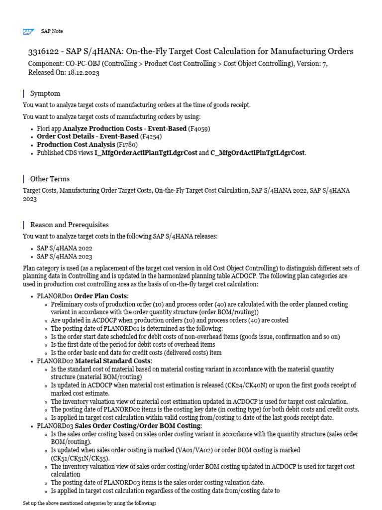 E - 20241004 SAP S4HANA On-the-Fly Target Cost Calculation For ...
