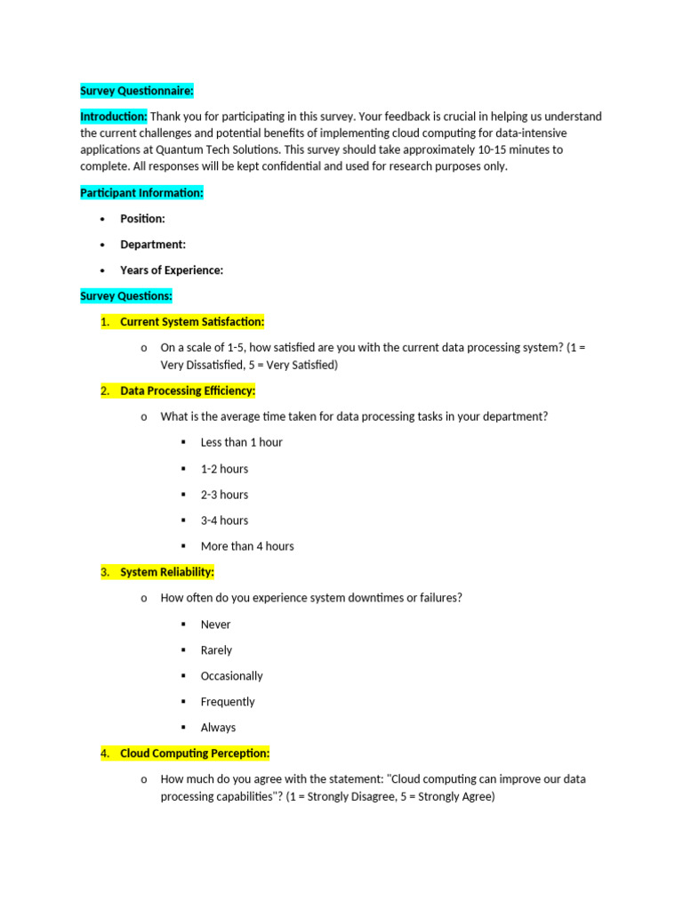 Guide To Survey Questionnaire and Analysis | PDF