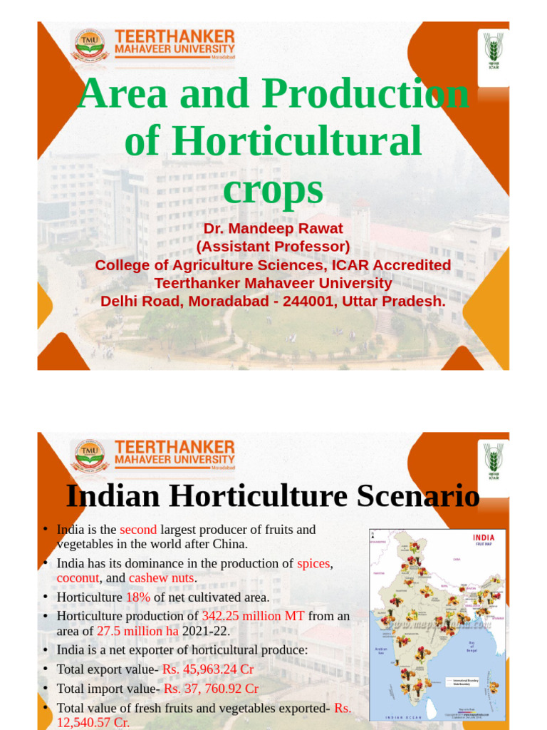 Area and Production of Horticultural Crops | PDF