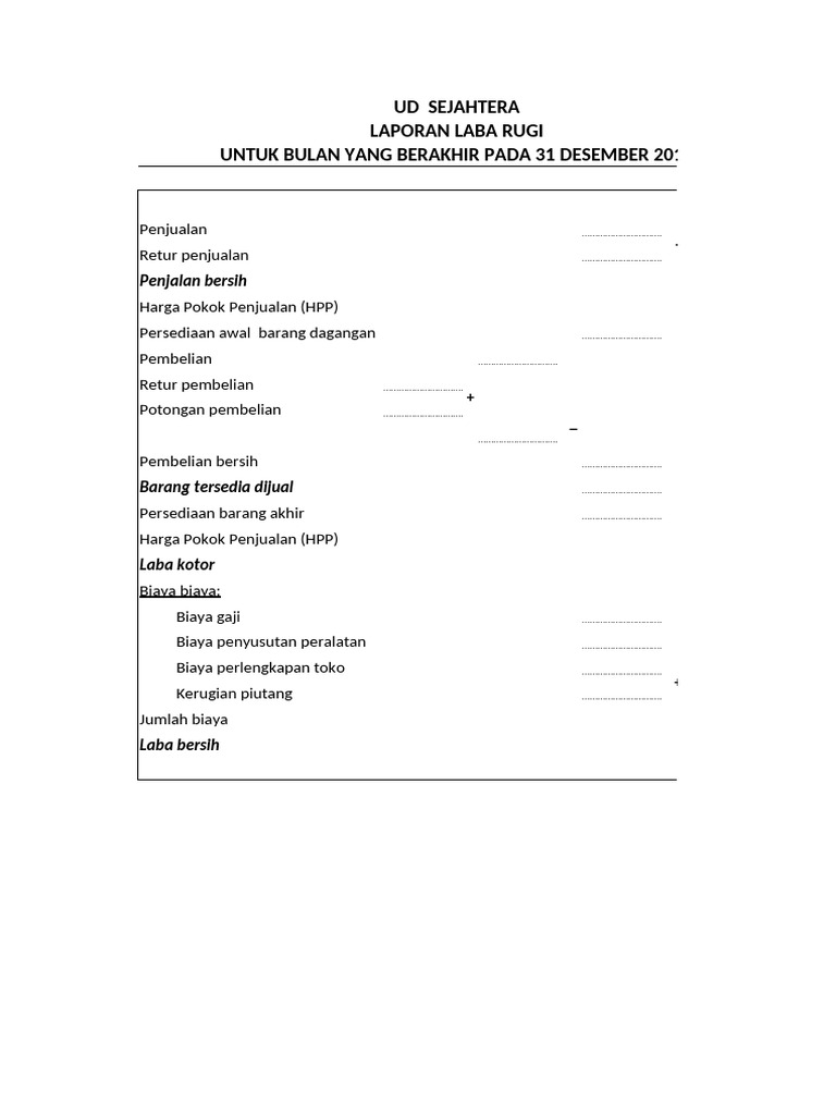 Ud Sejahtera Lap Keuangan & Jurnal Penutup | PDF