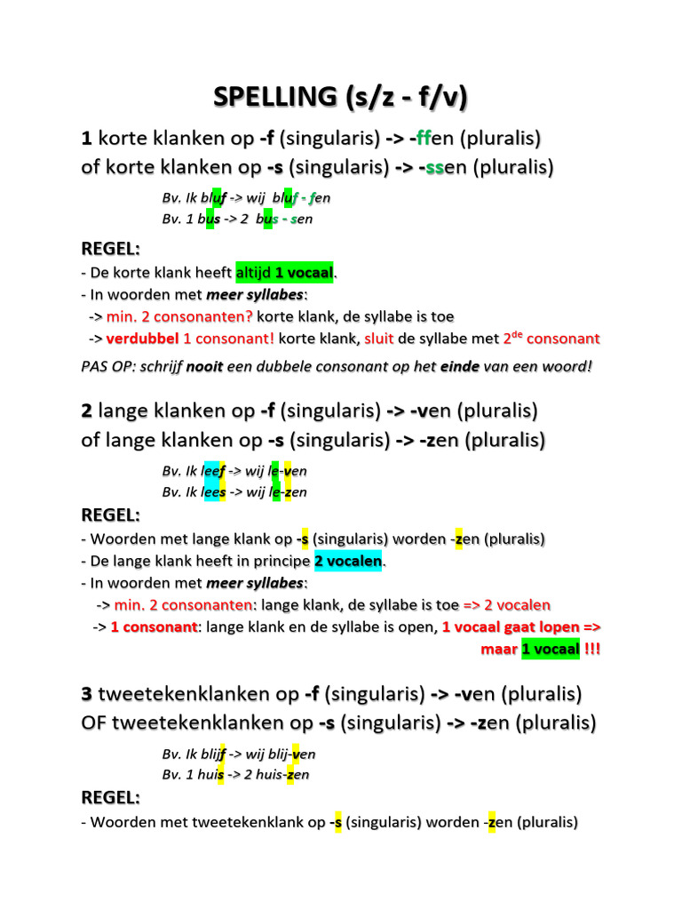 Model Spelling F-V en S-Z | PDF