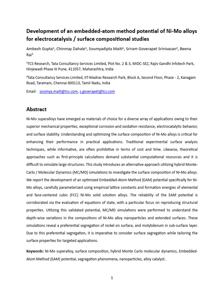 Development of An Embedded-Atom Method Potential o | PDF
