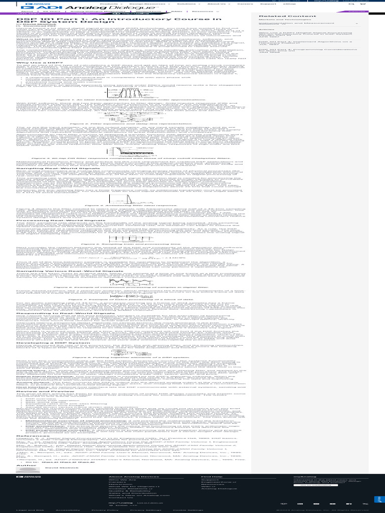 Digital Signal Processing 101 An Introductory Course in DSP System Design: Part 1 - Analog ...