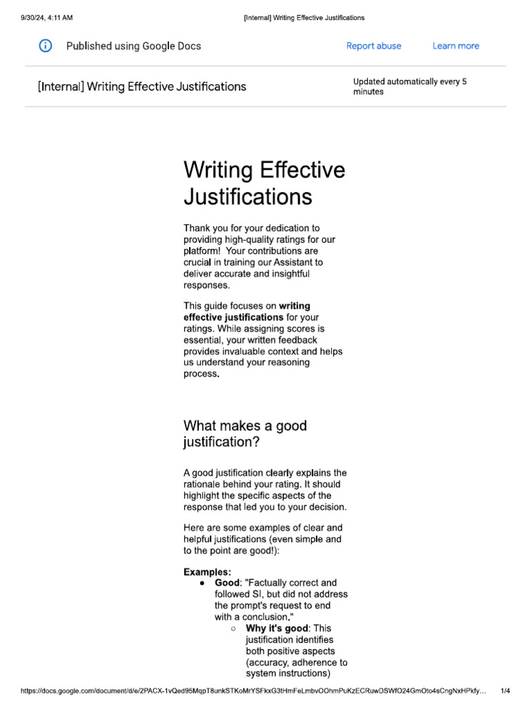 Writing Effective Justifications | PDF