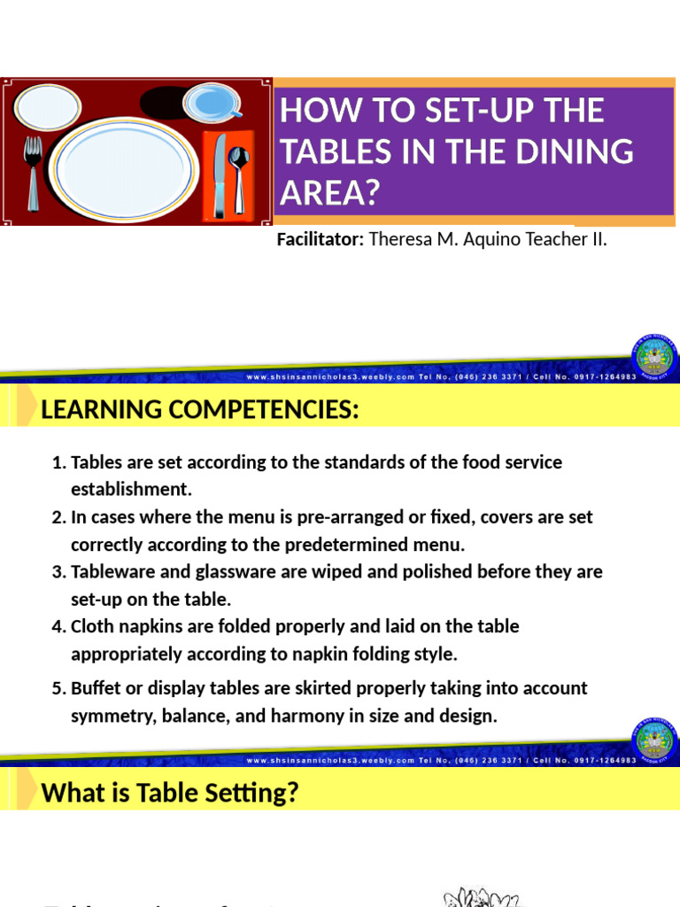 4 Principles of Table Set Up 1 ATM | PDF