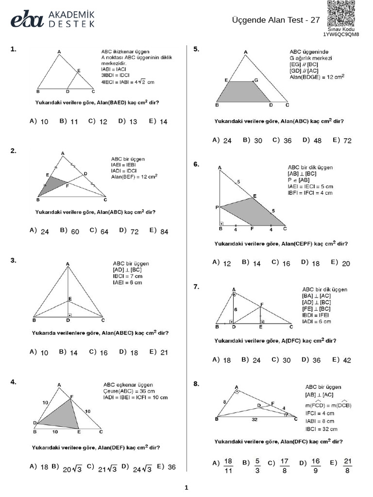 Ucgende Alan Test 27 | PDF
