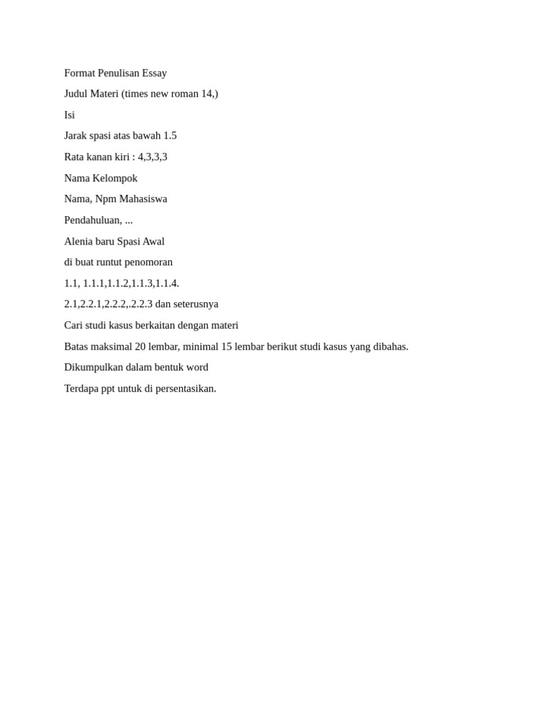 Format Penulisan Essay | PDF