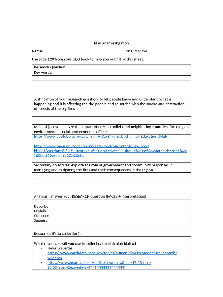 Plan an Investigation | PDF