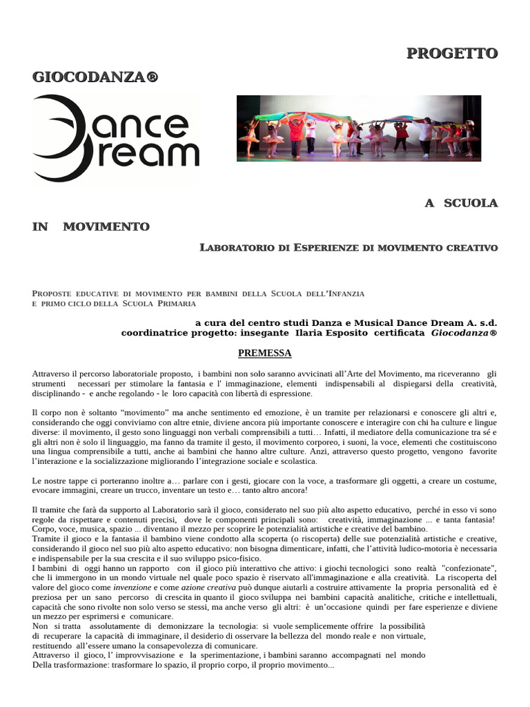 Progetto X Scuole - Gioco Danza ILARIA | PDF