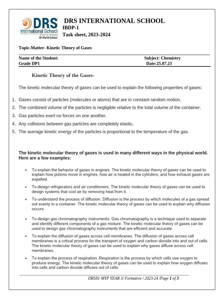 Kinetic theory-FA Task Sheet - 2 | PDF