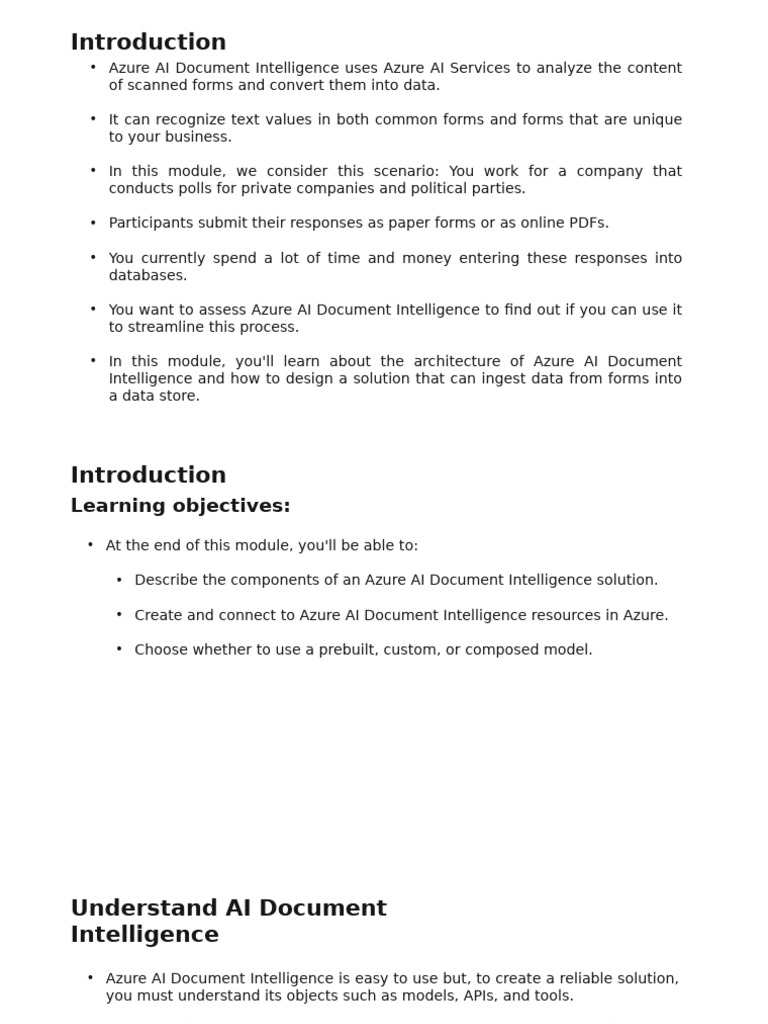 01 Plan An Azure AI Document Intelligence Solution | PDF | Artificial ...
