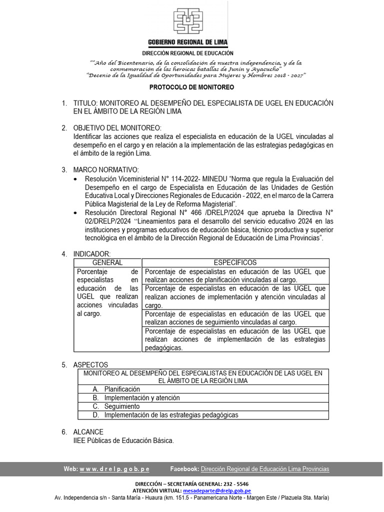 Protocolo Del Especialista de Región Lima | PDF