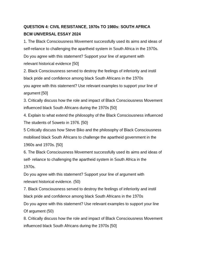 Conclusion of the Black Consciousness Movement | PDF | Politics | History