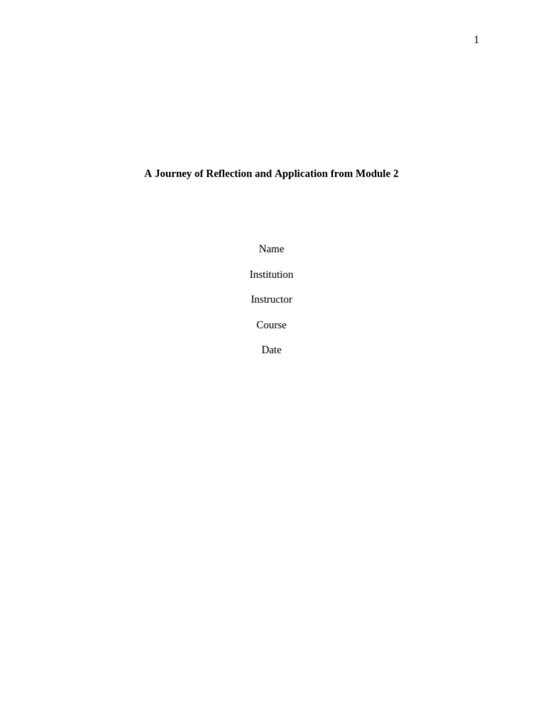 A Journey of Reflection and Application from Module 2 | PDF