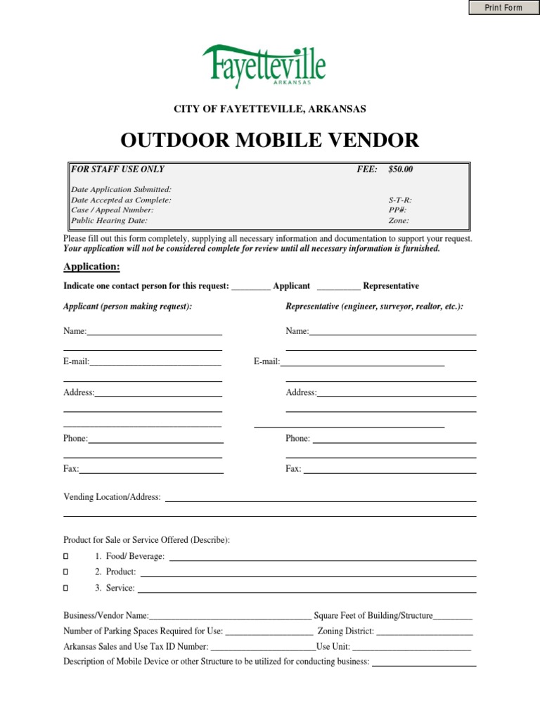 Outdoor Mobile Vendor Application | PDF | Zoning | Verification And ...