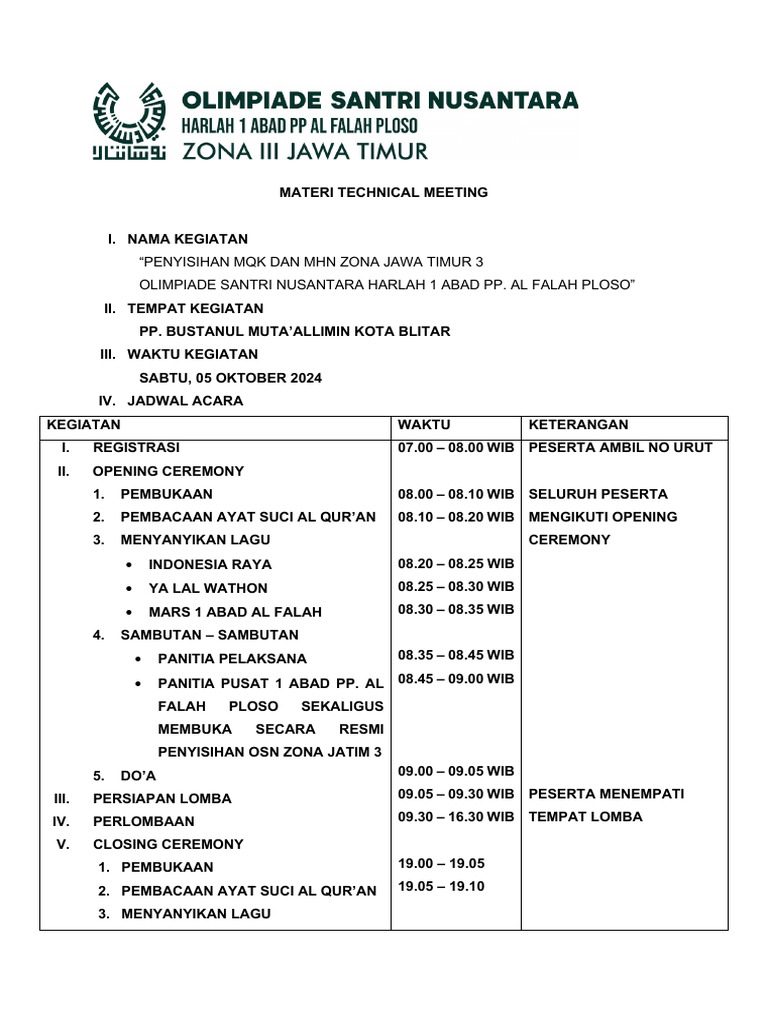Materi Technical Meeting | PDF
