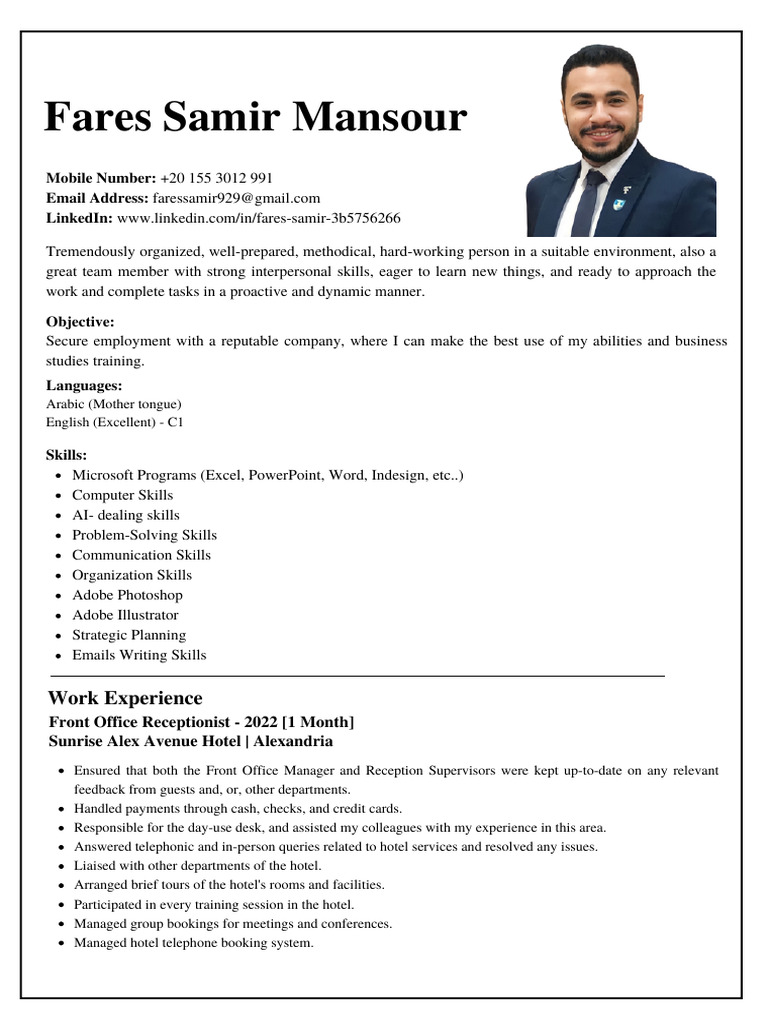 Fares Samir Resume (Updated) | PDF | Career & Growth | Business