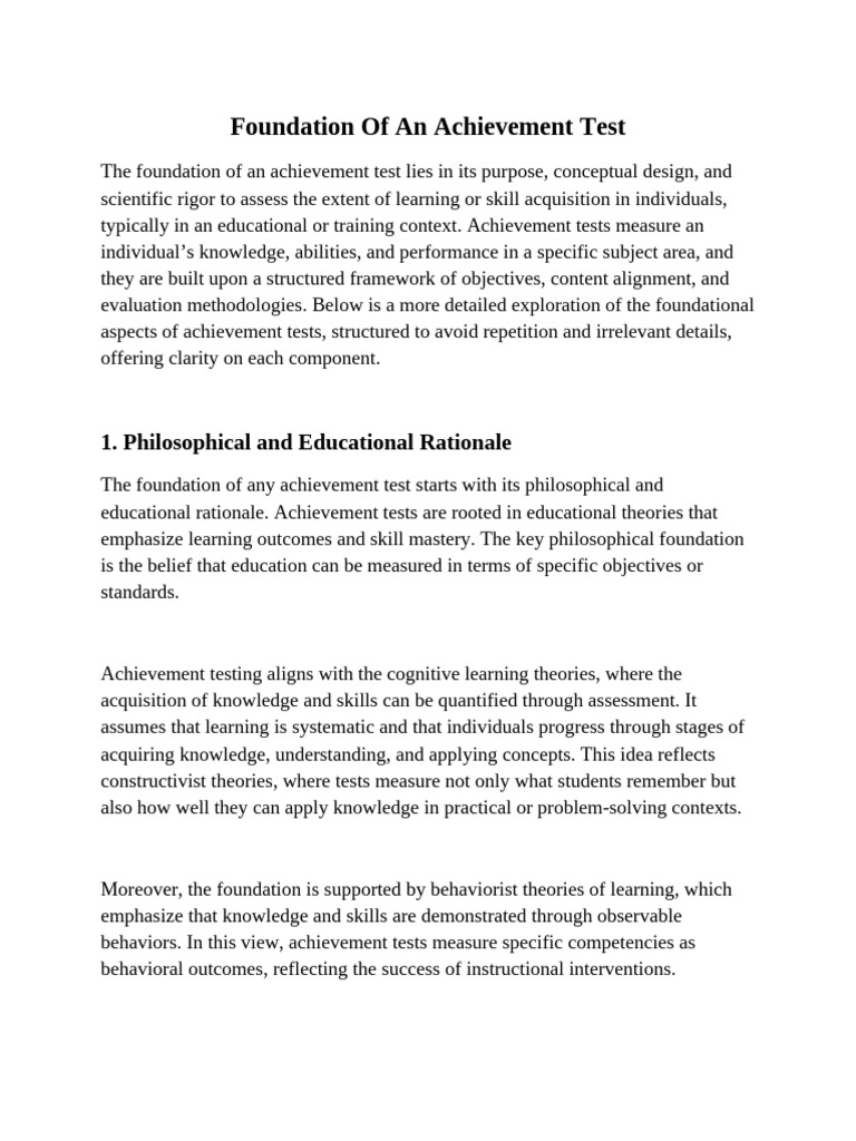 Foundation of an Achievement Test | PDF