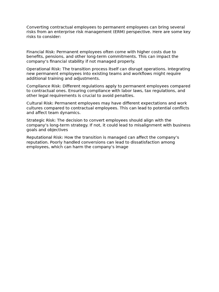 Contractual Emp Vs Permanent Emp | PDF