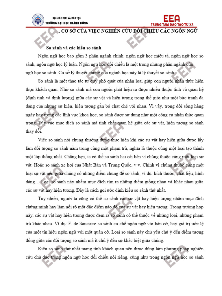 Bài 4. Cơ sở của việc nghiên cứu đối chiếu các ngôn ngữ | PDF