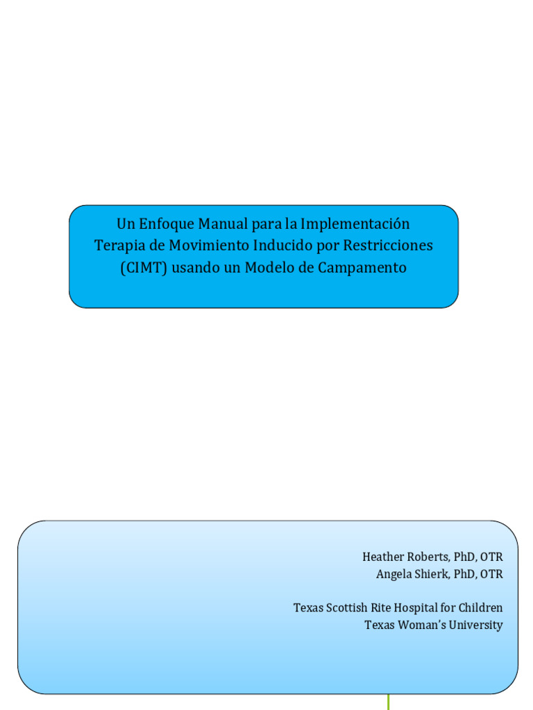 Camp Based Augmented CIMT Manual Spanish | PDF