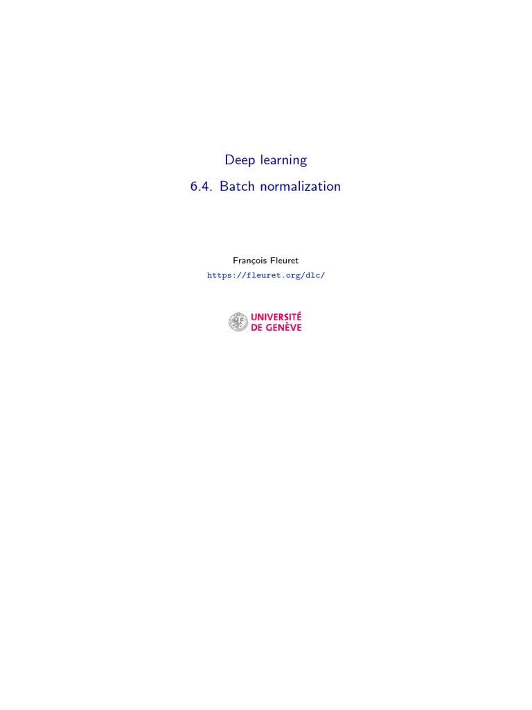 Dlc Handout 6 4 Batch Normalization | PDF