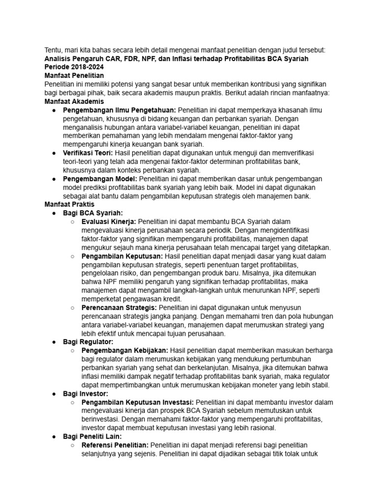 Manfaat Penelitian Dari Judul Proposal Skripsi Ana... | PDF