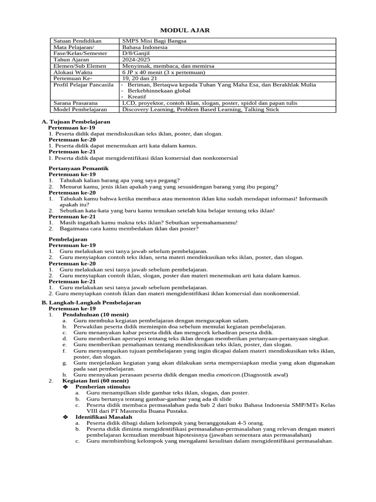 Modul Bind M7 (DL, TS, PBL) - 8 | PDF