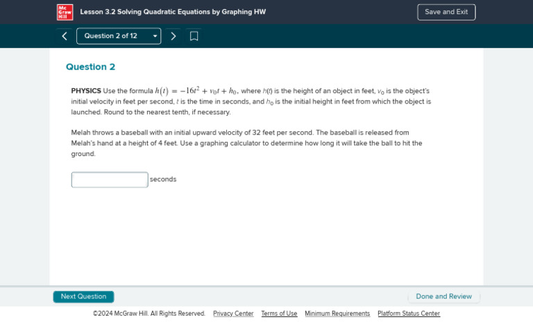 Question 2 - Lesson 3.2 Solving Quadratic Equations by Graphing HW | PDF