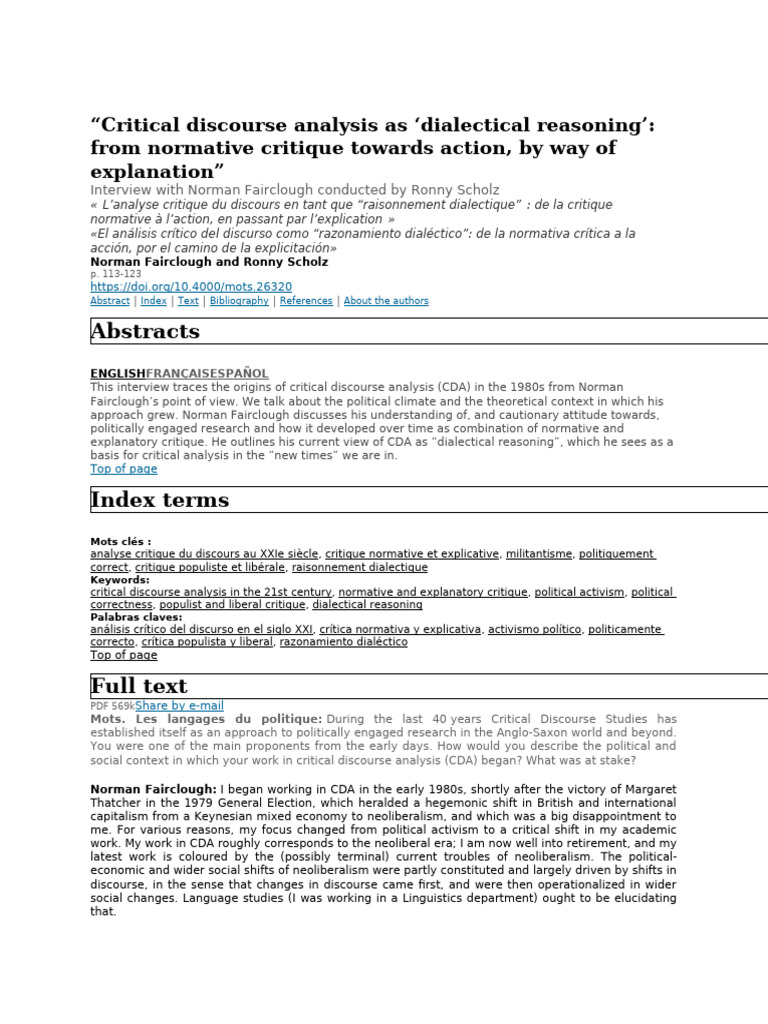 Critical Discourse Analysis As | PDF