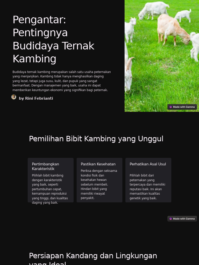 Pengantar Pentingnya Budidaya Ternak Kambing | PDF