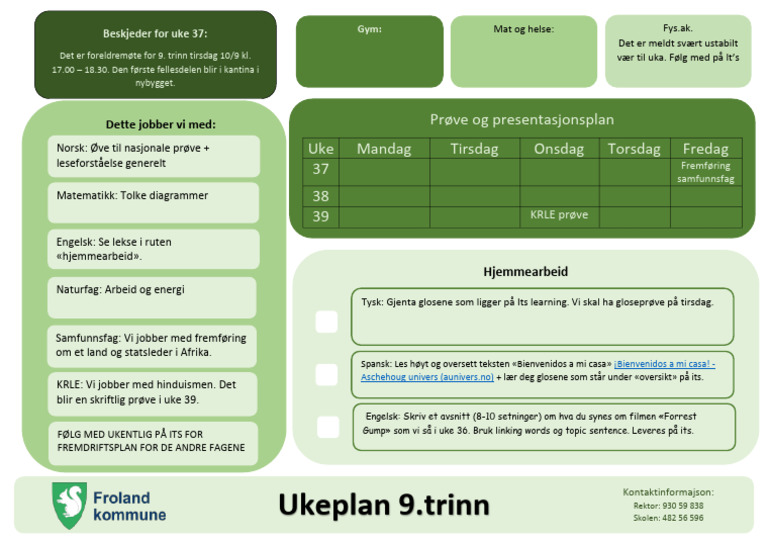 Uke 37 9. Trinn | PDF