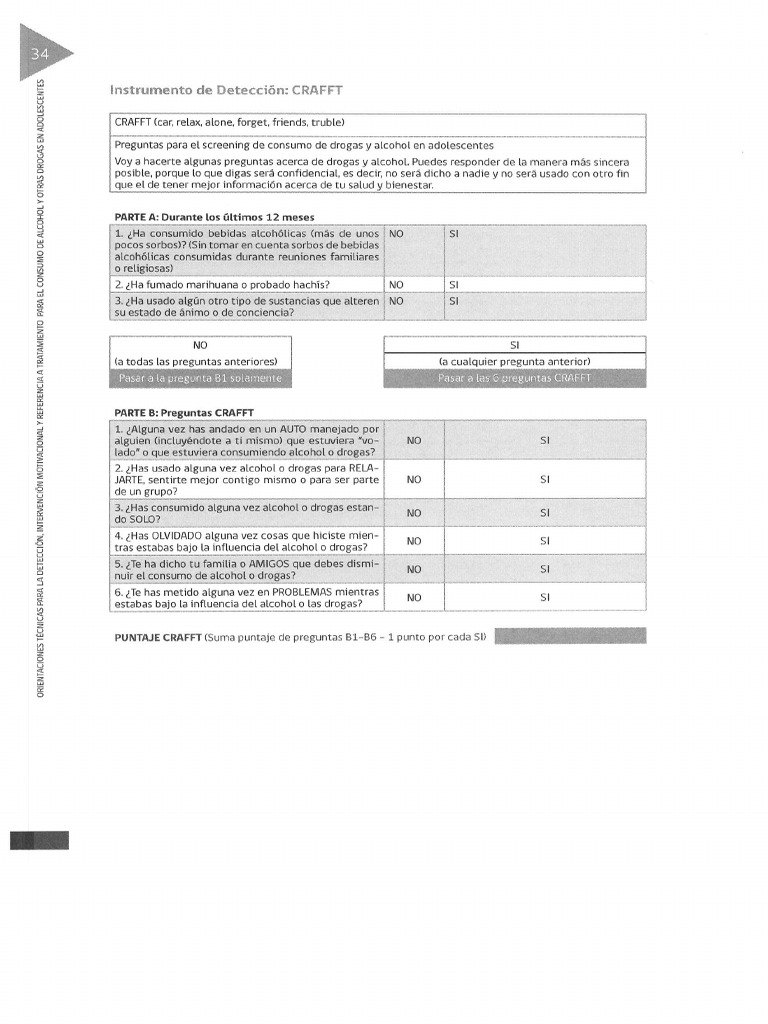 Anexo 11 Instrumento Deteccion CRAFFT | PDF