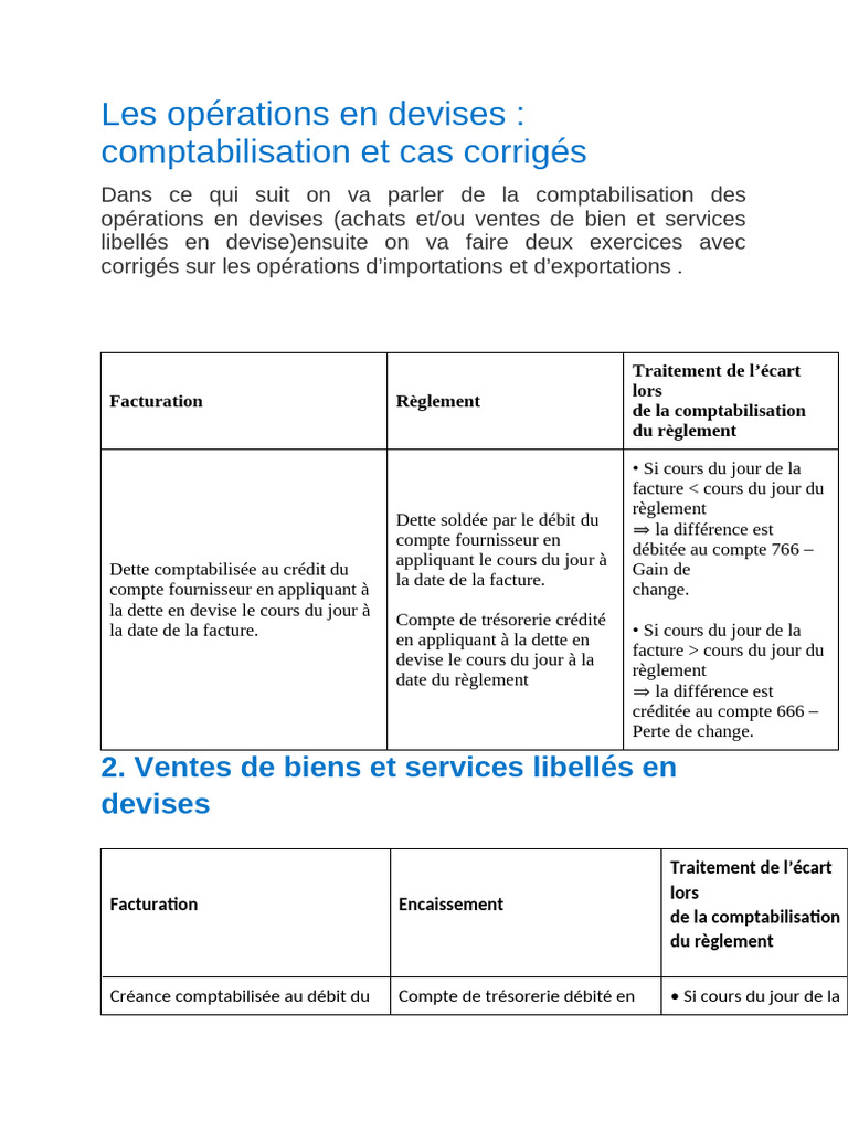 Les Opérations en Devises | PDF