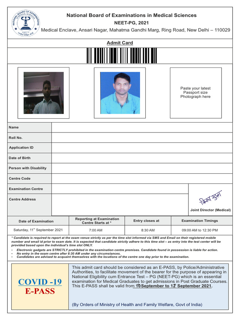 Candidate Hall Ticket | PDF