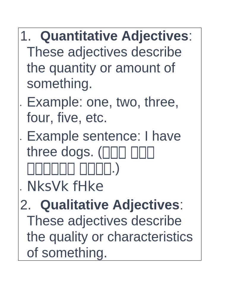 Types of Adjective | PDF