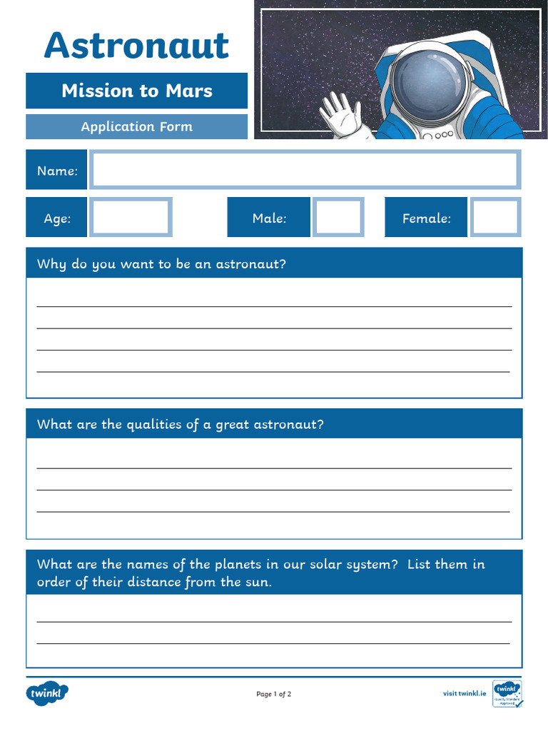 Application Form For Becoing An Astronaut | PDF