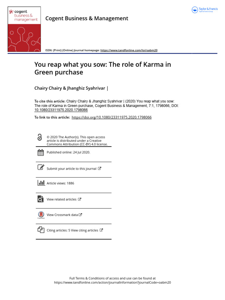 You Reap What You Sow The Role of Karma in Green Purchase | PDF