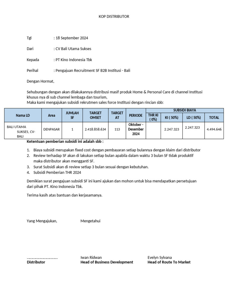 SURAT SUBSIDI SF - HPC | PDF