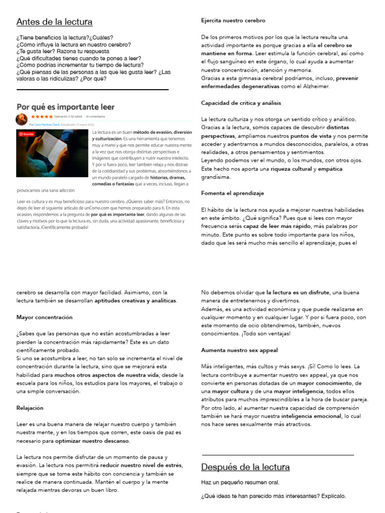 ¿Por qué es importante leer? | PDF