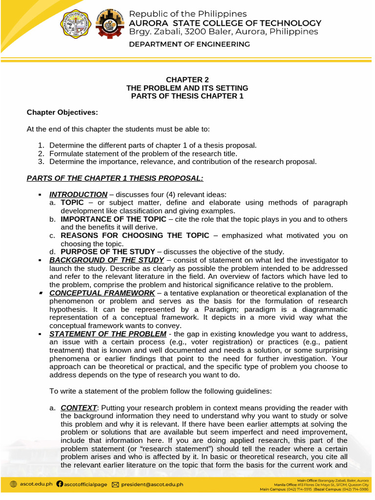 Chapter 2 The Problem and Its Setting 2 | PDF